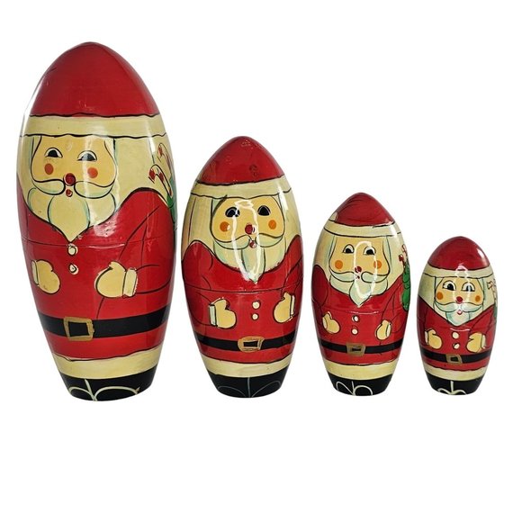 Holiday | Santa Claus Nesting Doll Set Of 4 Saint Nick Wooden | Poshmark